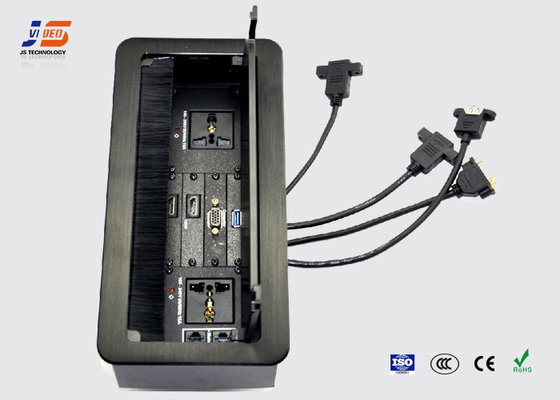 Black / Silver Tabletop Connection Box Tabletop Socket HDMI For Conference