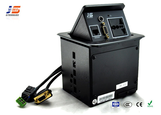 Black Sand Blast Tabletop Interconnect Box , 3 Pin Electrical Socket Power Socket