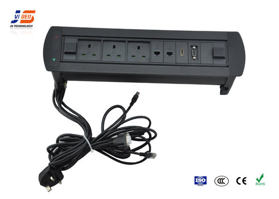 Table Top Power Data Socket Flush Mount Black for Multimedia Devices