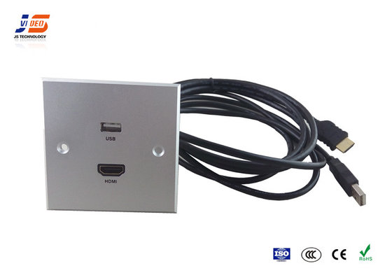 Hotel Silver Media Hub Wall Plate Wall Mounted with USB HDMI Cable