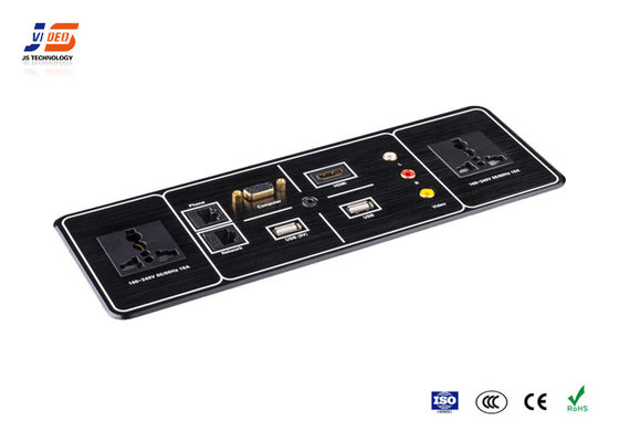 Black Brushed Desktop Flush Mounted Outlets Socket Phone Network HDMI