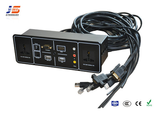 Aluminum Conference Table Connection Box , Audio Video Power Table Desk Plug