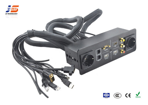 Aluminum Conference Table Connection Box , Audio Video Power Table Desk Plug