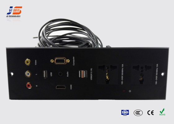 Black / Silver Customized Conference Table Cable Box For Hotel