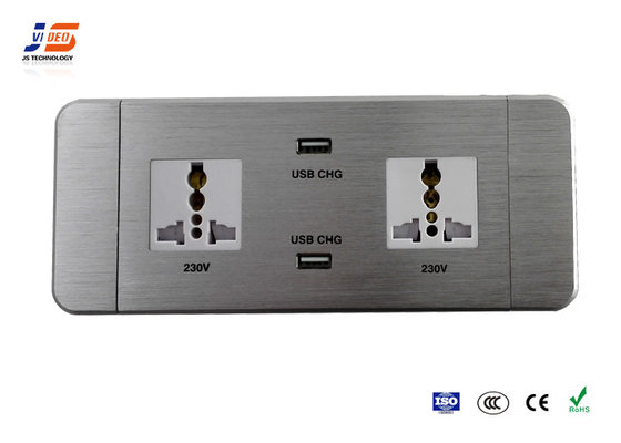 Silver Aluminum 5V USB Charger Socket For Conference Tabletop /  Wall Mounted
