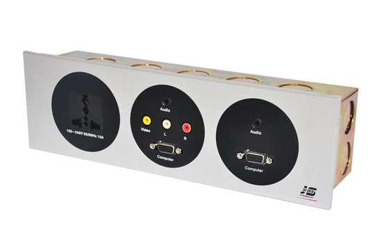 JS-FW103 Hotel Socket Black / Silver Brushed  RJ45 VGA HDMI ,  Wall Mounted