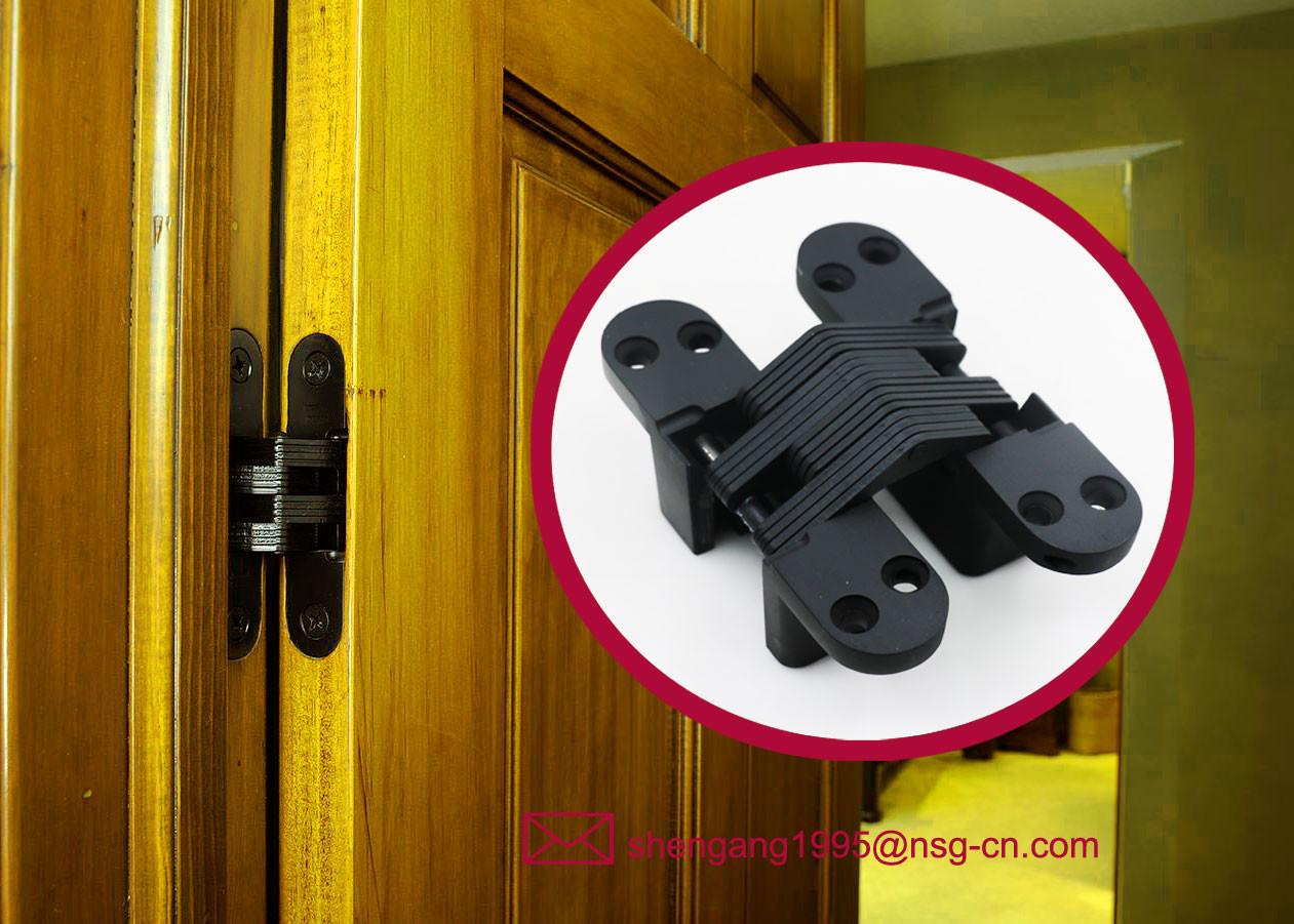 Hidden Zinc Alloy Invisible Concealed Cross Hinge for Wooden Doors 116*27.8*41mm