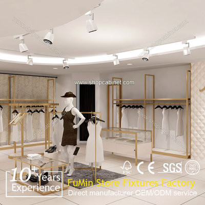Double rail display rack stand/ Metal store fixture garment rack supplier