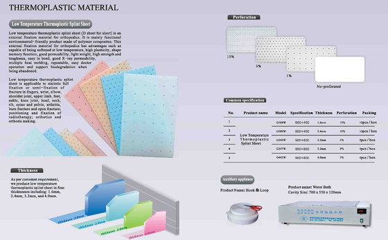 900x600mm Low Temperature Thermoplastic Splint Sheet / Orthepedics Rehabilitation Splint Sheet