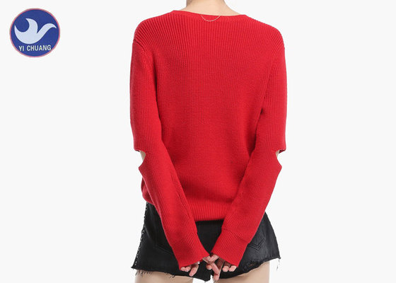 Half Cardigan Womens Cable Knit Sweater , Long Pullover Sweaters For Ladies