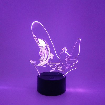 Hot sale Novelty  Go Fishing 3D Night Lamp USB Small Colorful Led Animal Shape Light