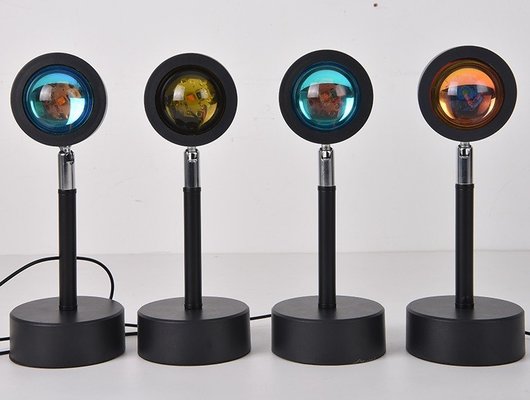 Biumart Rainbow Sunset Night Lights Aluminum USB LED Table Sunset Projection Lamp with Mailing Boxes for Decoration