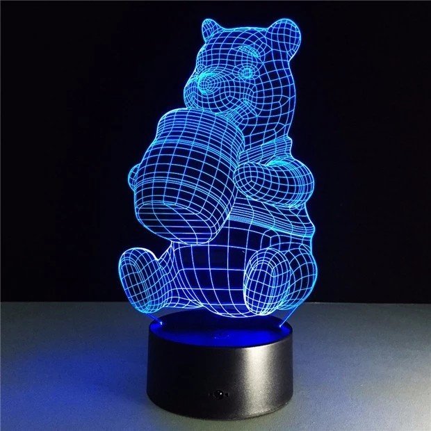 Chinese Supplier Cute Winnie the Pooh Bear 3D Lights Colorful 3D Lights Acrylic LED Night Light Touch Switches