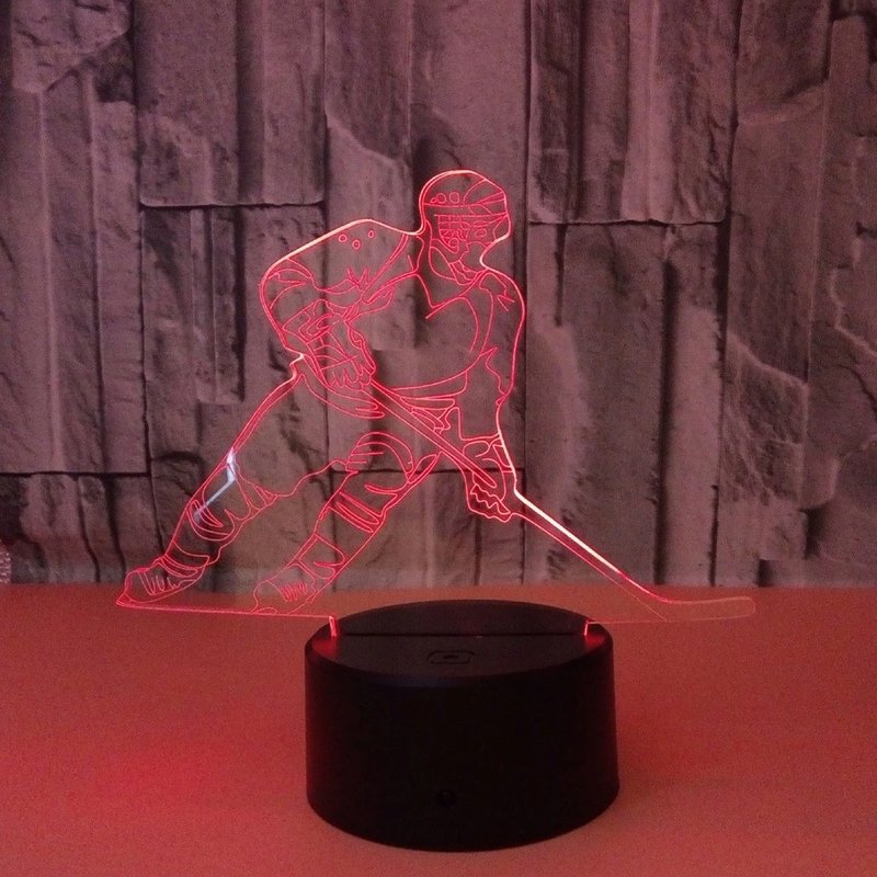 7 Color Creative Gift Acrylic Manufacturer Wholesale Hockey Night Light Novelty Led 3d Kids Lamp