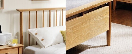 ikea modern double bed pine wood