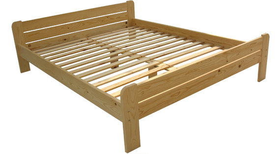 modern double bed pine wood