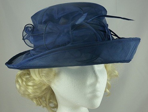 Custom Color Novelty Occassion Collapsible Ladies Fashion Organza Hat With Adjustable Satin Sweatband