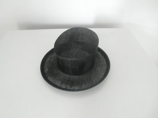 Black Hard Ladies Sinamay Fascinator Base , Church Sinamay Mini Hat 3 Layers