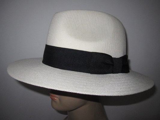 Ivory Wide Flat Brim Polyester Mens Straw Fedora Hat , Crown Size 56cm / 58cm