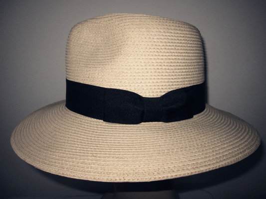 Traditional Mens Straw Fedora Hat For Horse Race , Flat Brim 8.5cm Elastic Sweatband