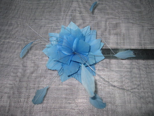 Scattered Feather Flower Sky Blue Fascinator , Wedding Hats And Fascinators