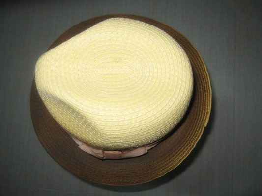 Paper Braid Mens Summer Straw Fedora Hats , Yellow With Brown Painting 60cm