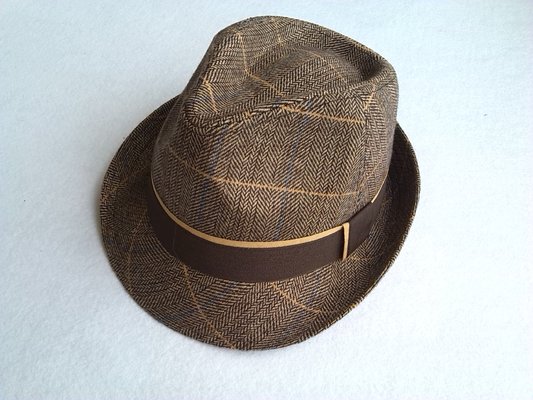 Multi Color Fabric Straw Fedora Hats For Men , Crown Size 57cm / 59cm / 61cm