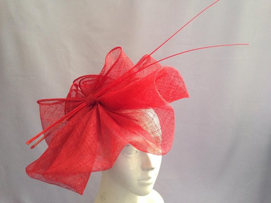 Navy / Pink / Red / Yellow Ladies Fascinator Hats With Feather Trimming For Party