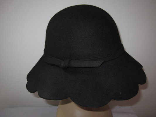 Unique Winter Floppy Wool Felt Hats Black With Self Wool Felt Bow For Special Occasion