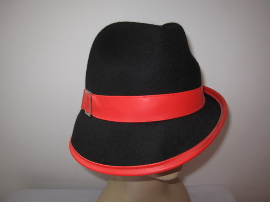 OEM Fashion Fedora Wool Felt Hats With Contrast Color PVC And Buckle Trimming