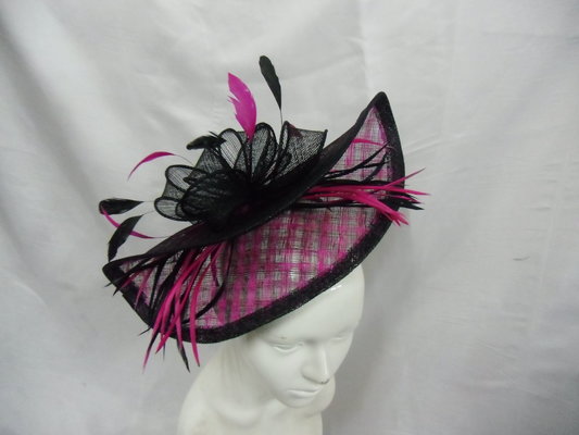 Window Sinamay Ladies Fascinator Hats With Feather Trimming For Church