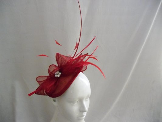 Diamond Fashion Ladies Fascinator Hats with mixed feather Trim