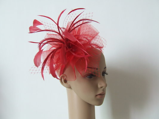 Party Crinoline Fascinator Hats Feathers Trim , wedding fascinator hats