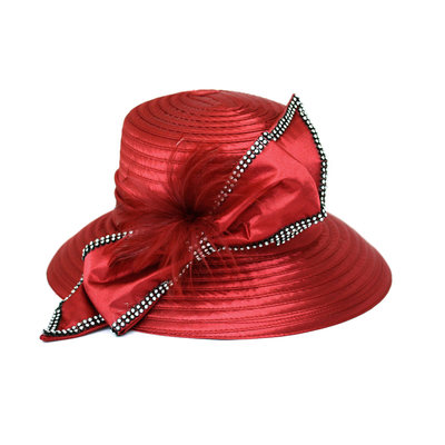 Elegant Satin Braid Ladies' Church Hats Satin bow with feather trimming