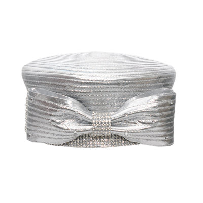 Metallic Pill Box Braid Ladies' Church Hats A class Chain Stones