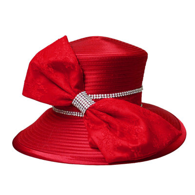 Lace Covered Big Bow Satin Braid Ladies' Church Hats , ladies formal hats