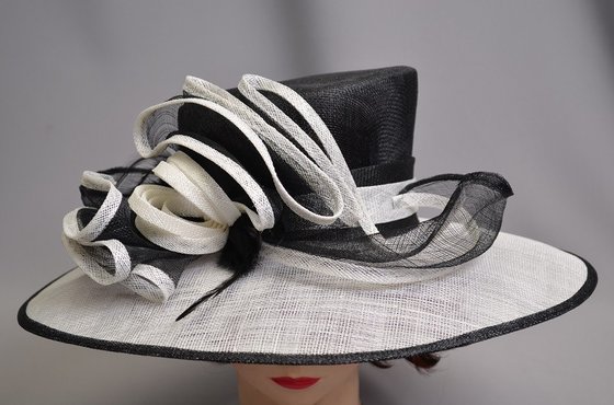 Contrast Big Brim Sinamay Ladies Hats , ladies occasion hats