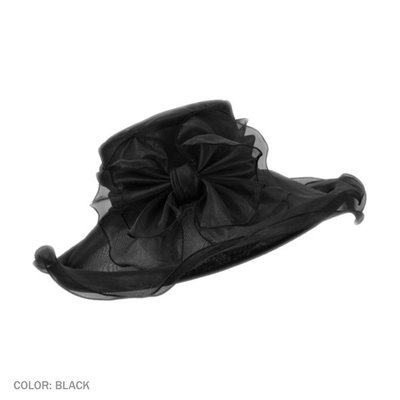 Lightweight Custom Women Ventilated Organza Hat with Double Layer Bow for Special Occasion