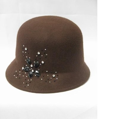 Beading Trim Fashion 100% Wool Felt Hats For Women With Cloche Shape In Normal Day