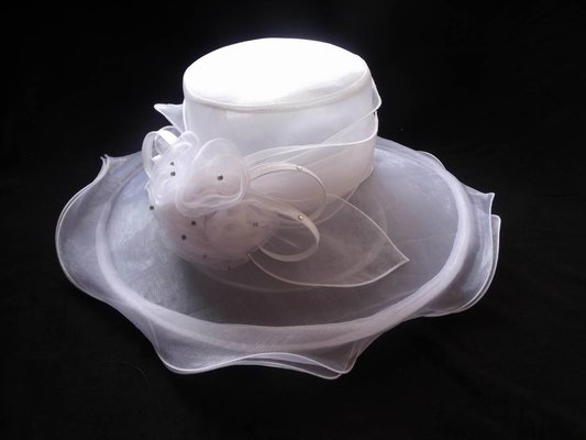 Comfortable, Elegant Church Organza Hat for Women With Organza Self Trim and Roses