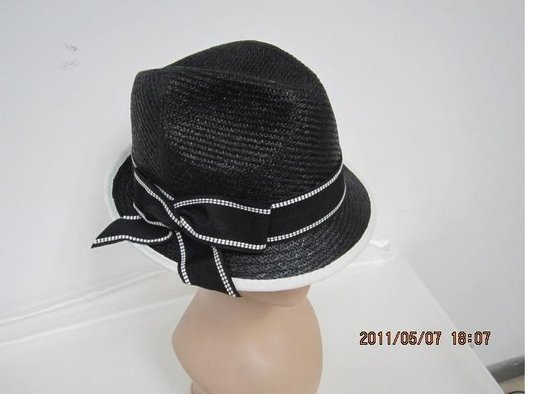 Black Fashion Casual Women Paper Straw Hats With Ribbon Band For Normal Day, Party