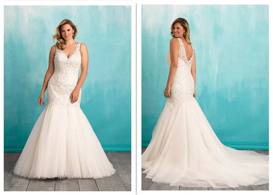 Bottom Tulle Mermaid Prom Dresses , Oriental Backless Mermaid Wedding Dresses