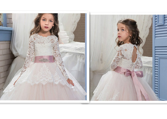 2-12 Years Ball Gown Sparkly Flower Girl Dresses With CZ Diamond Decoration