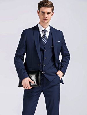 One Button Blue Gents Wedding Suits For Party Prom Party Easy Absorben