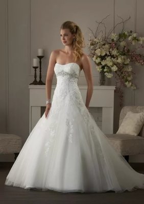 Custom Made Style Real Photo A Line Strapless Bride's Wedding Dresses