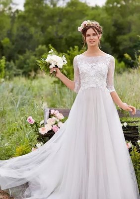 Fairy Style Pretty A Line Style Wedding Dresses With Half Long Sleeves