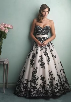 Drop Waist Beautiful Wedding Ball Gowns / Black Ball Gown Wedding Dresses