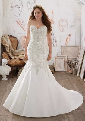 Long Generous Fit And Flare Wedding Gown Free Adjustment And Tightness