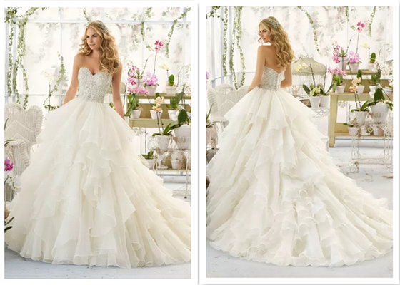 Applique Tassel Ball Gown Style Wedding Dresses With Crystals Color Optional