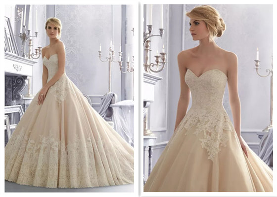 Hand Embroidered Taffeta Ball Gown Style Wedding Dresses For Ladies And Woman